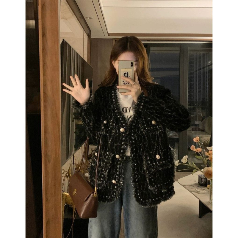 Badu.bg Кардиган с V-образно деколте и ресни, плетен, дълги ръкави ...